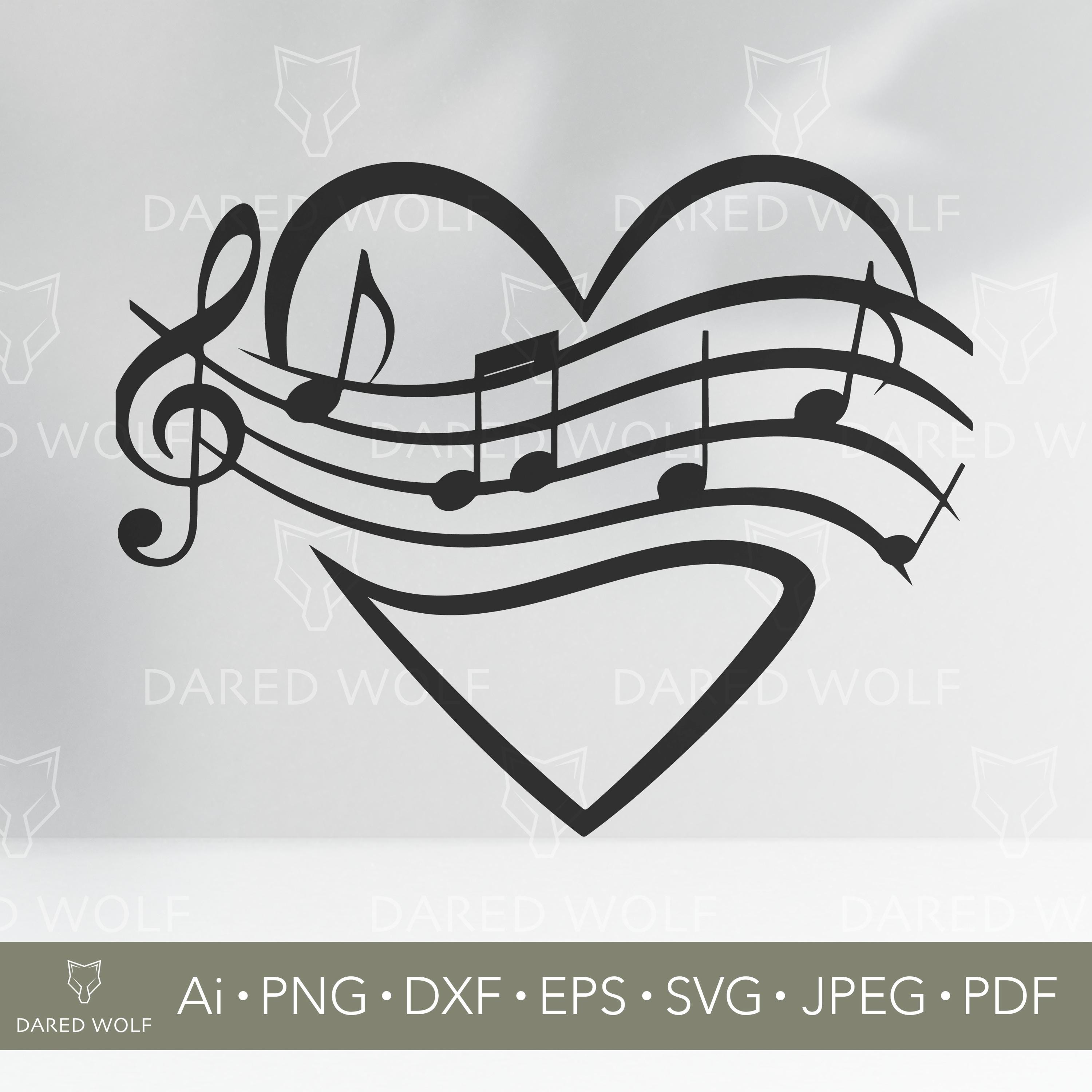 Music Heart SVG: Treble Clef Love Notes Design (digital Files) - Etsy