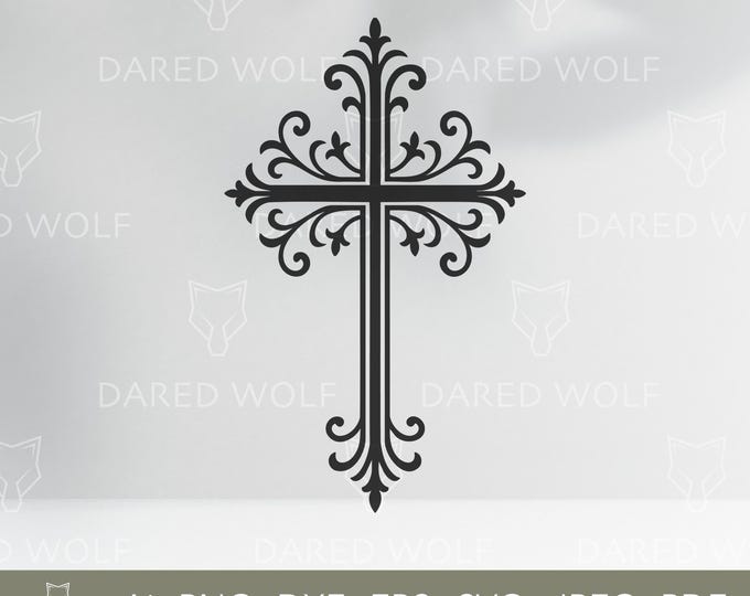 Ornate Cross, Swirl Clipart Vector Graphics Cut Files Mandala Svg Jpg ...