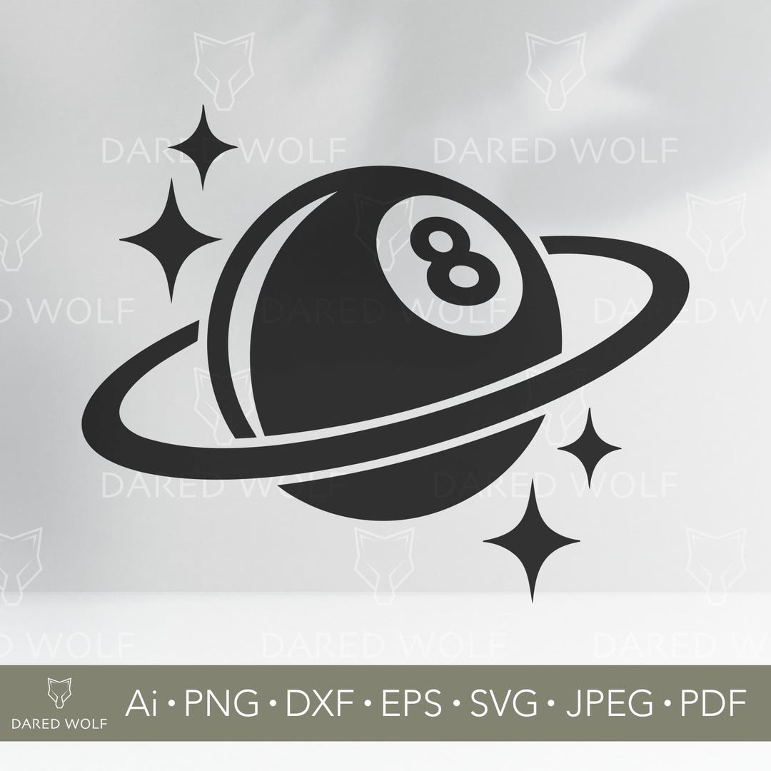 8 Ball Planet Vector Design - Cosmic Billiards Clipart - Retro Space ...