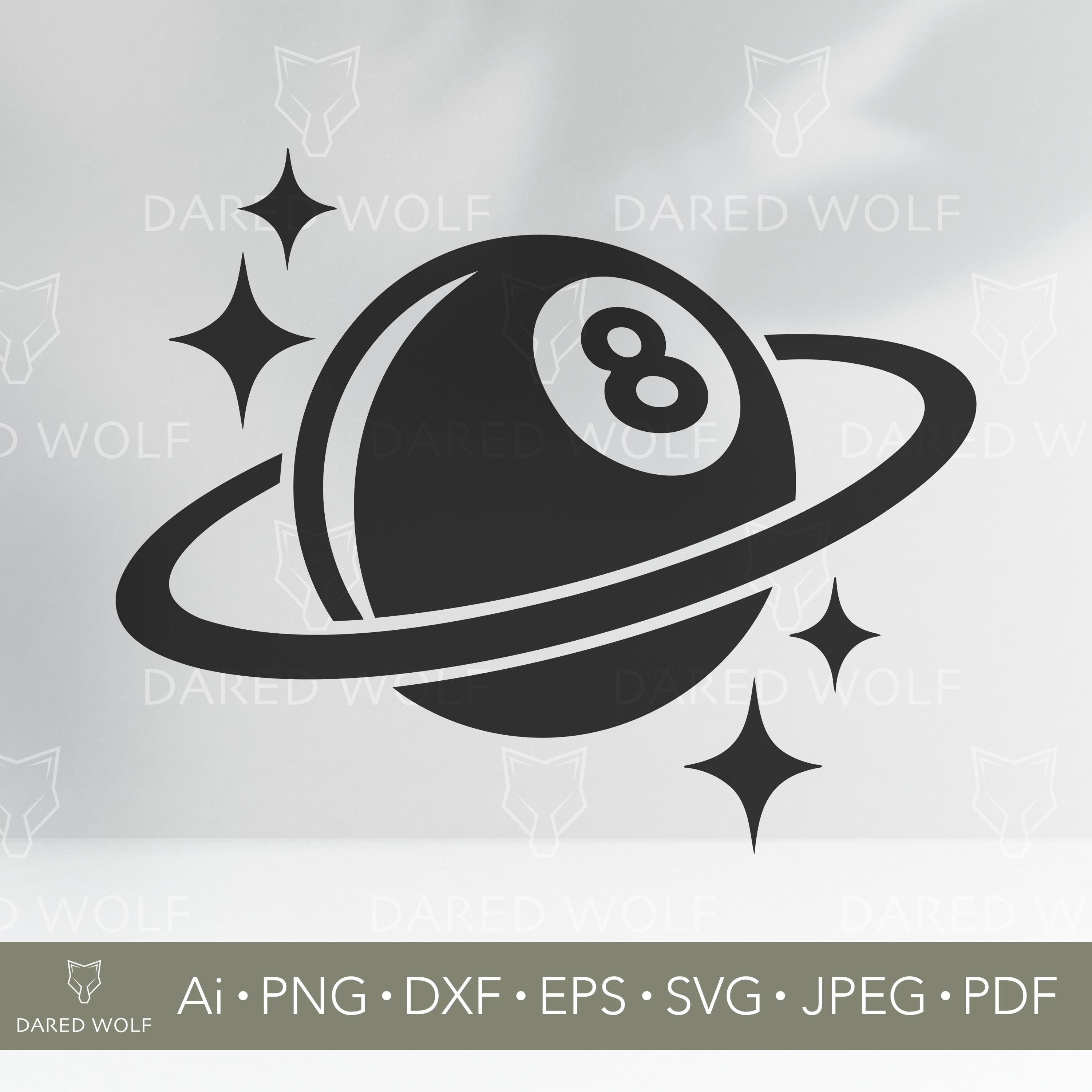 8 Ball Planet Vector Design - Cosmic Billiards Clipart - Retro Space ...