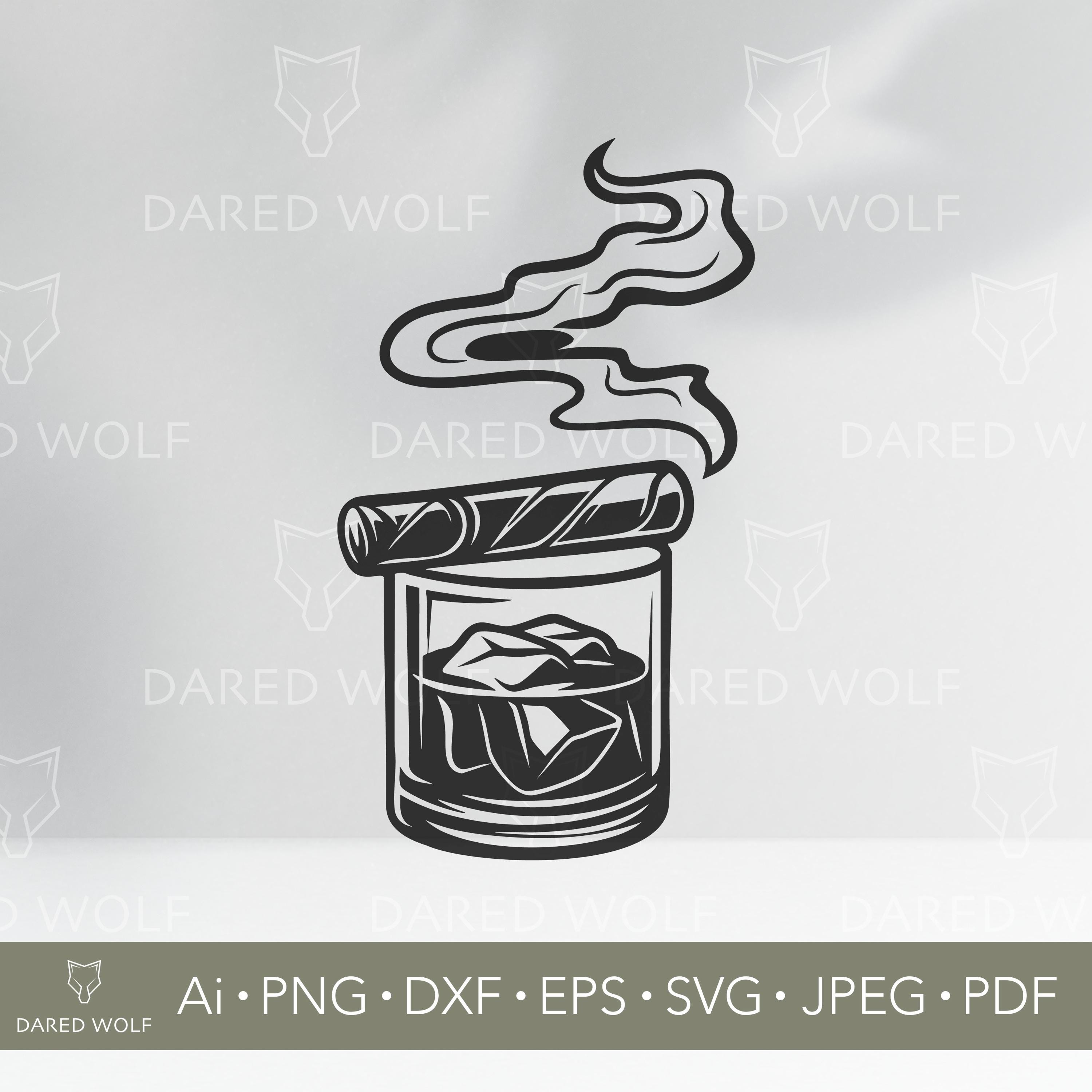 Whiskey Cigar SVG | Bourbon Glass Vector Art (digital File) - Etsy