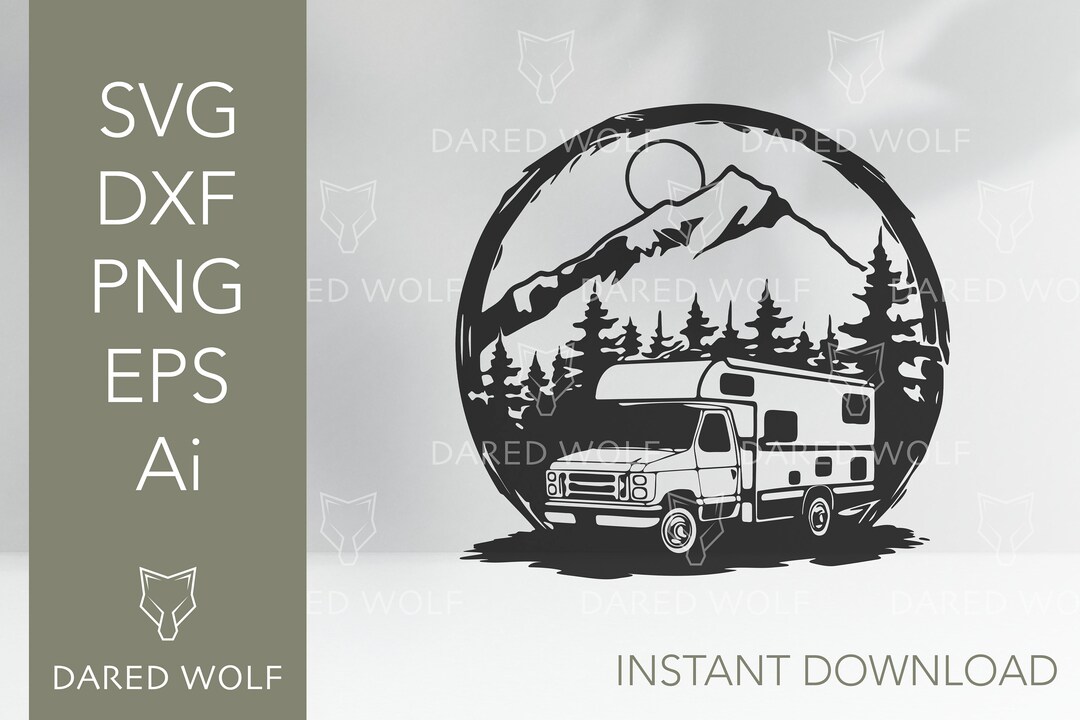 Outdoor Camping Caravan Vector Cut File | Caravan Clipart | Happy ...