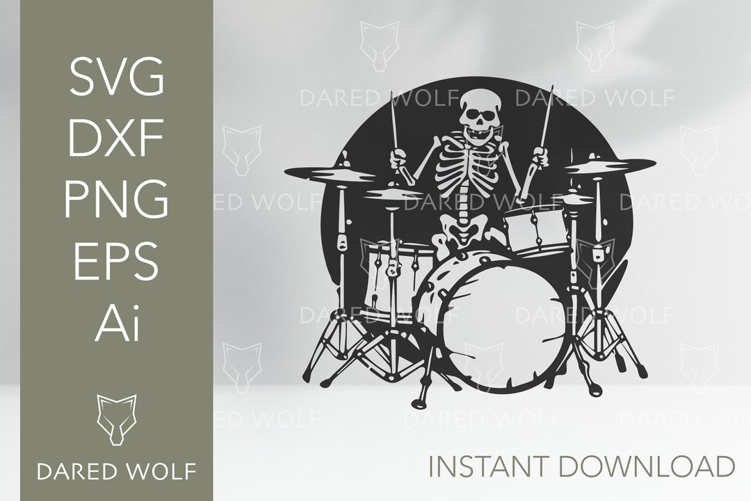 Skeleton Drummer Vector Cut File | Skeleton Clipart | Skeleton Drummer ...