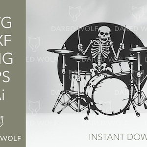 Skeleton Drummer Vector Cut File Skeleton Clipart Skeleton Drummer Svg ...