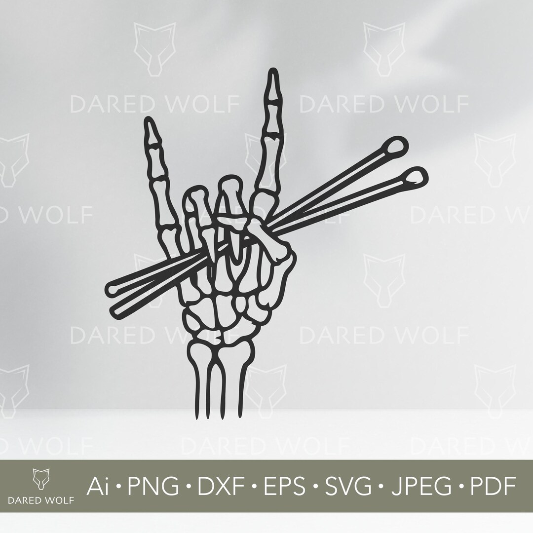 Skeleton Drummer Vector Art | Rock on Drumsticks SVG for Cricut and ...