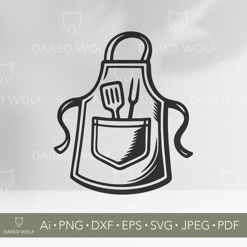 Apron SVG - Kitchen Line Art - BBQ Cooking Clipart for Cricut & Laser ...