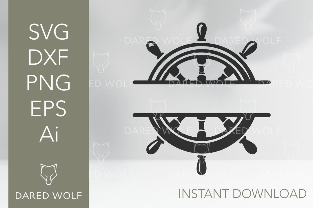 Boat Wheel Monogram Vector Art | Nautical Steering Wheel SVG for Cricut ...