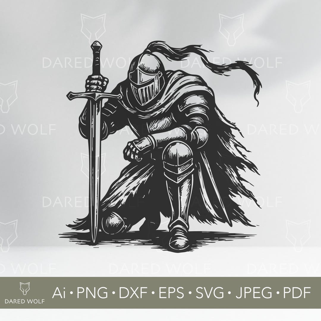 Kneeling Knight SVG: Medieval Warrior Vector Art (digital File) - Etsy