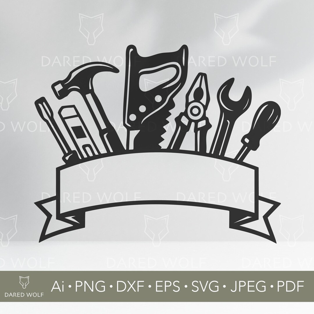 Tool Bundle SVG Vector: Carpenter DIY Clipart With Custom Text (digital ...