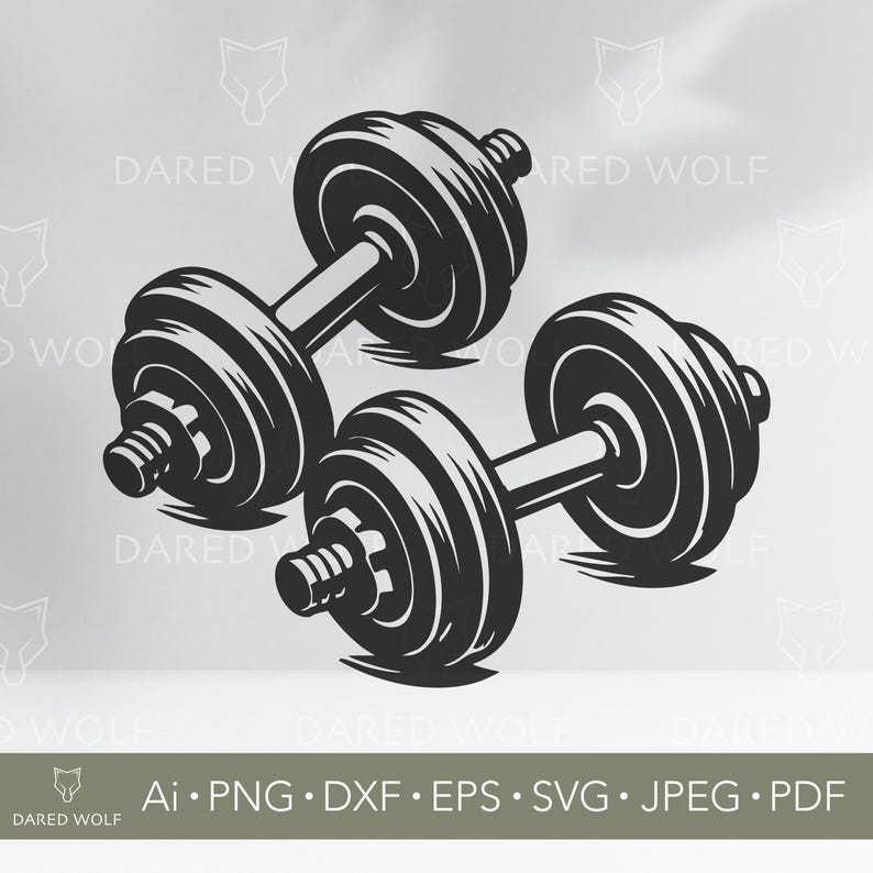 Dumbbells SVG - Gym Clipart - Fitness Line Art Design for Cricut ...