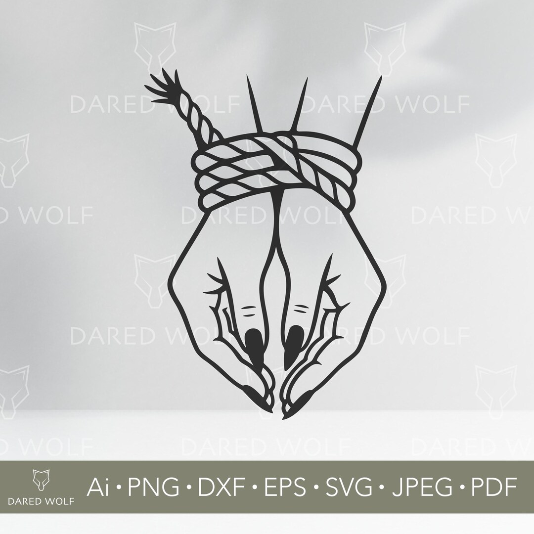 Tattoo Style Bound Hands SVG: Gothic Line Art Digital File - Etsy