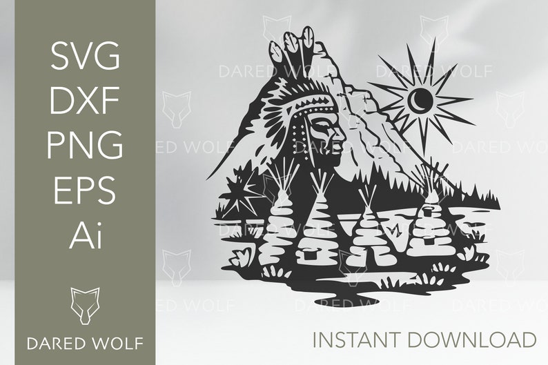 American Indian Village Vector Cut File Native American Clipart Indian ...