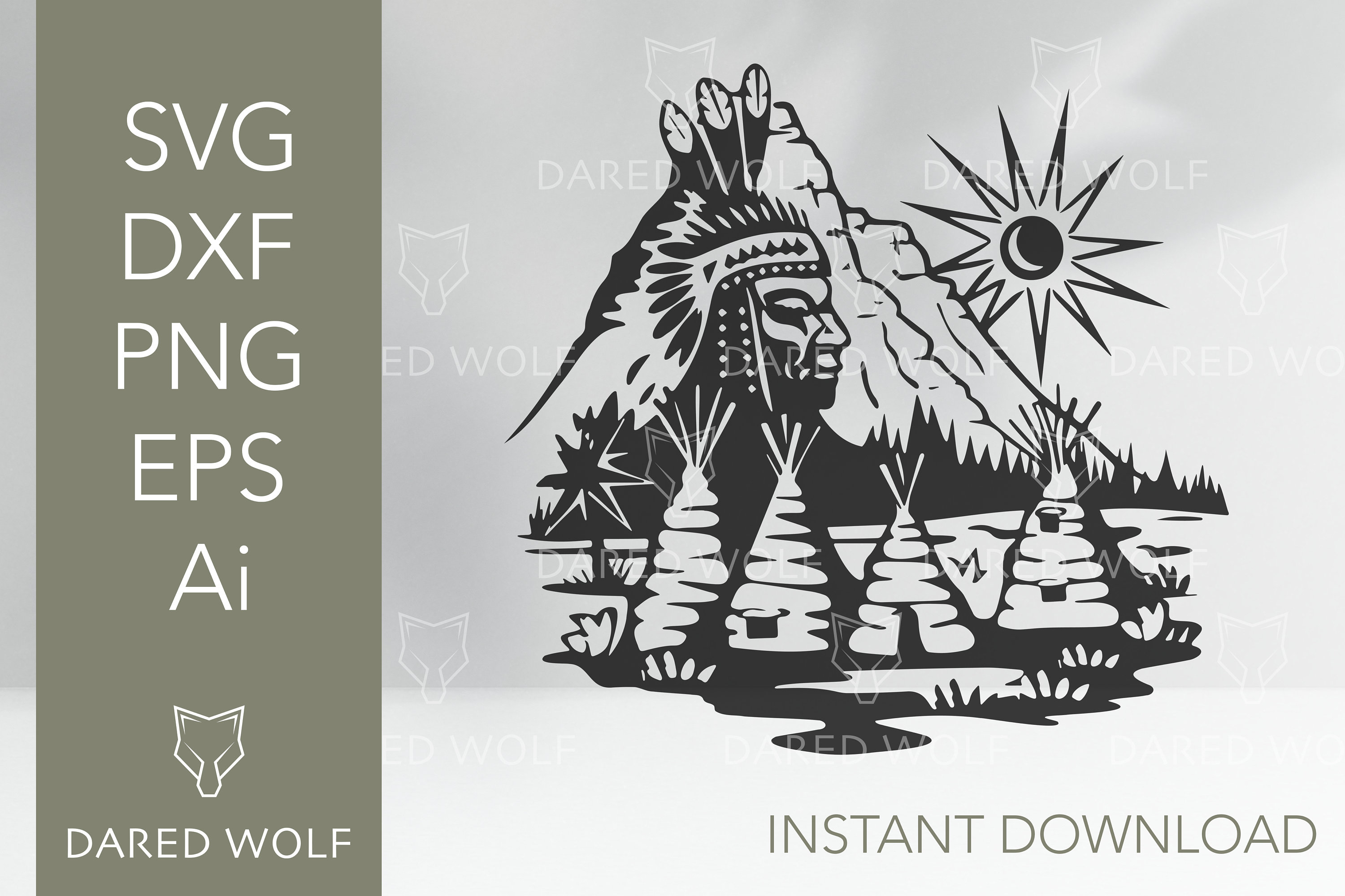 American Indian Village Vector Cut File | Native American Clipart ...