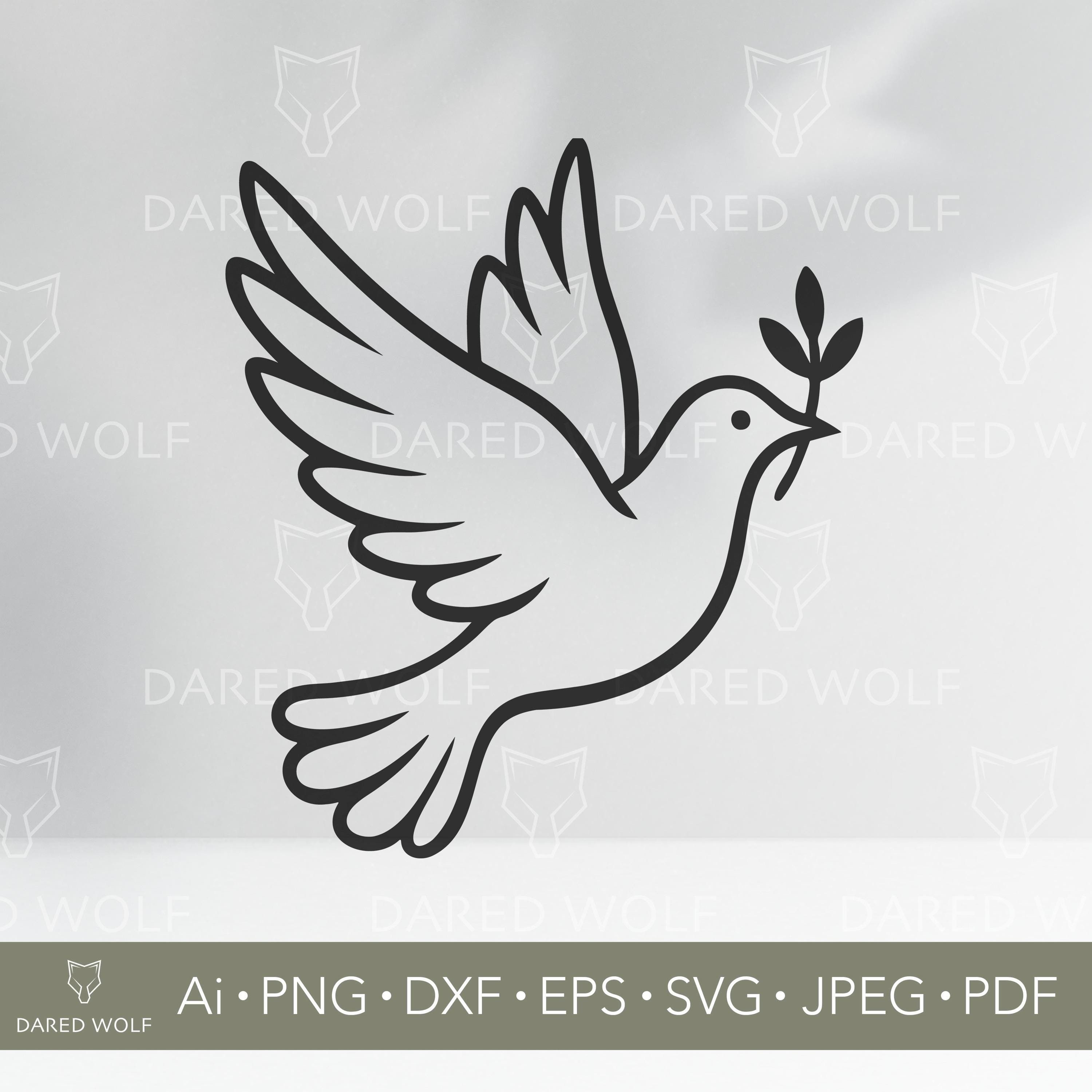 Dove Outline SVG: Peace Bird Vector, Cricut & Silhouette (digital File ...