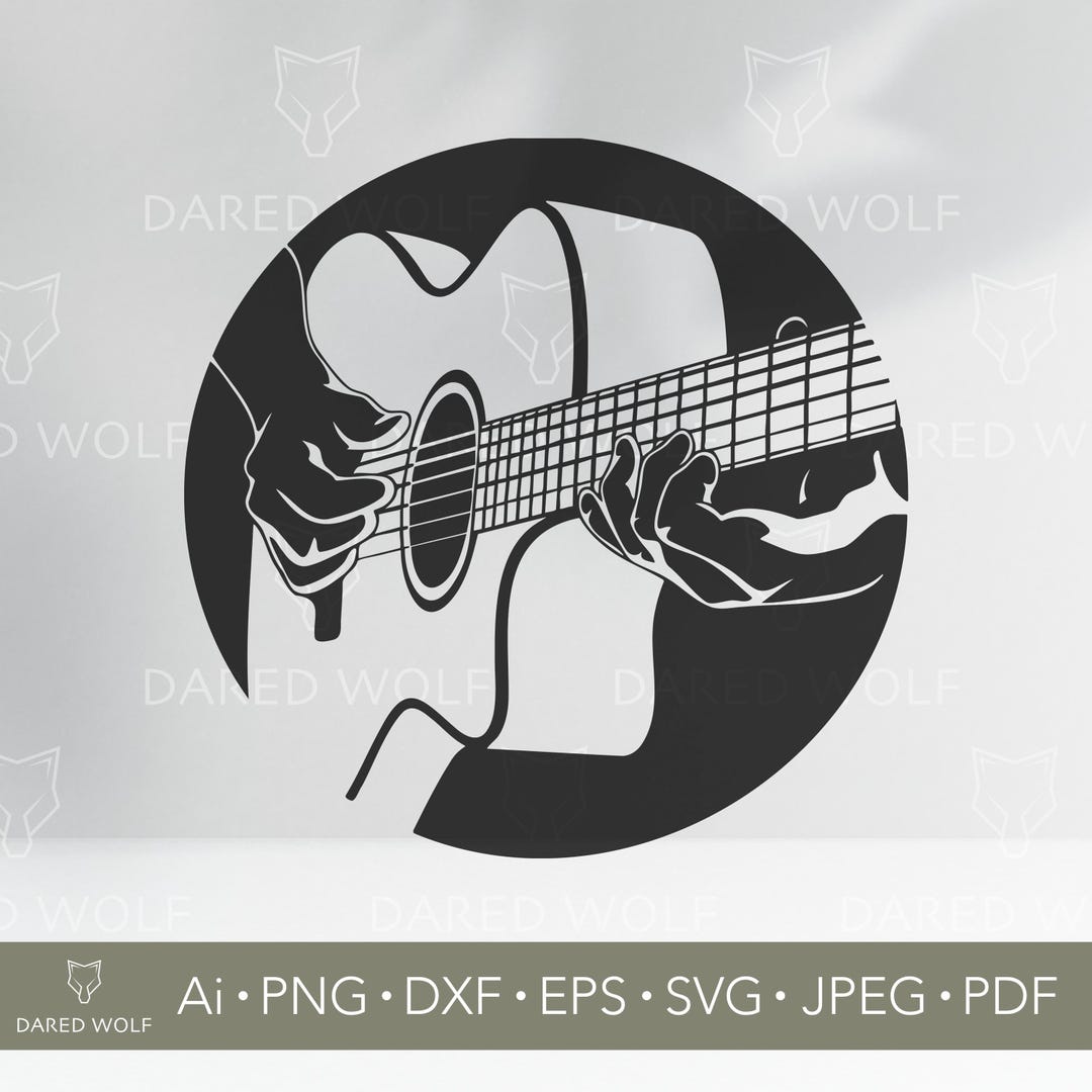 Manos tocando la guitarra SVG / Vector de música acústica para Cricut y ...