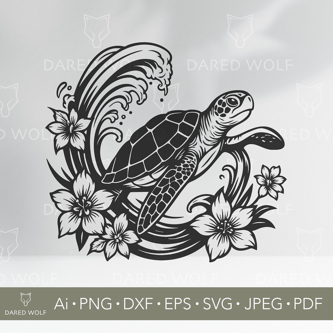 Floral Sea Turtle SVG: Ocean Animal Vector Art (digital File) - Etsy