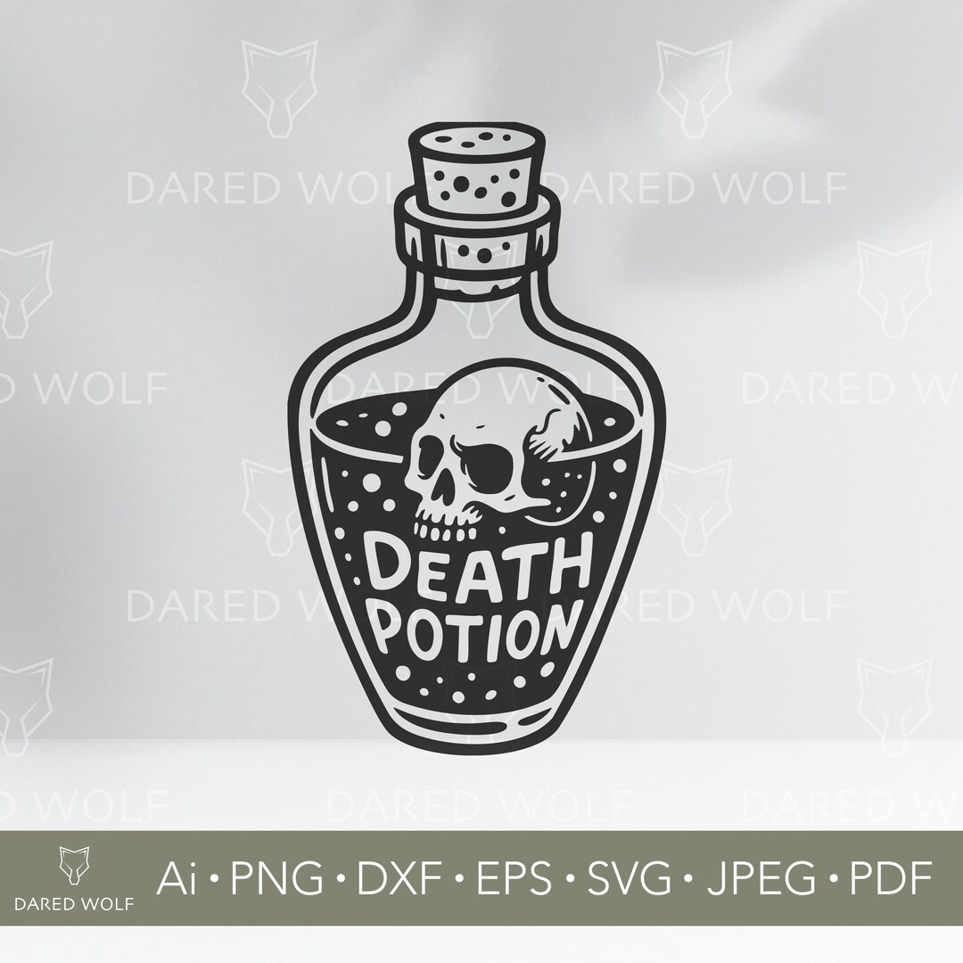 Death Potion Clipart - Skull Bottle Halloween Design - Spooky Gothic ...