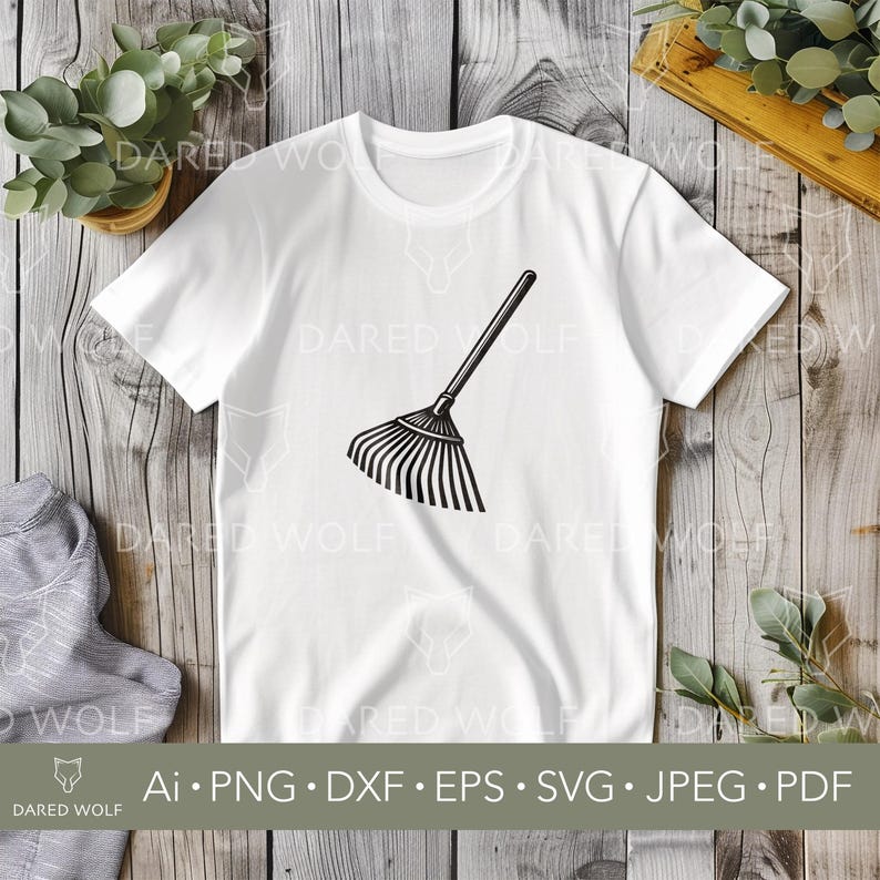Rake Clipart - Garden Tool Silhouette - Fall Yard Cleanup Vector for ...