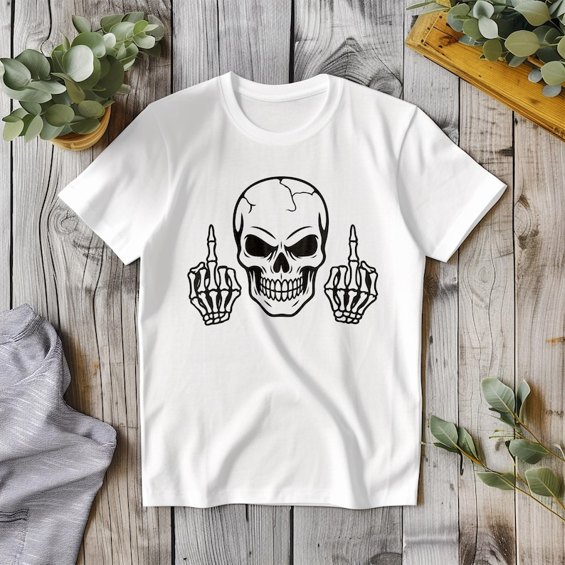 Skull With Middle Fingers SVG | Skeleton Hands Offensive Design | Rebel ...