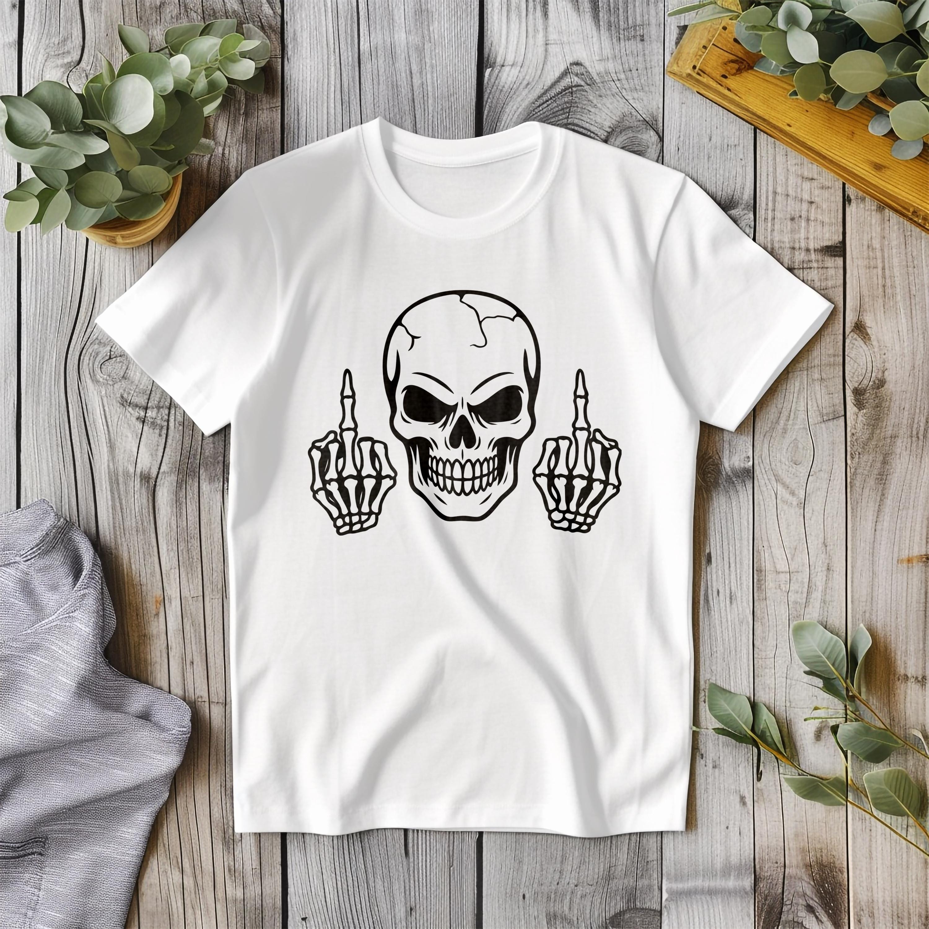 Skull With Middle Fingers SVG | Skeleton Hands Offensive Design | Rebel ...