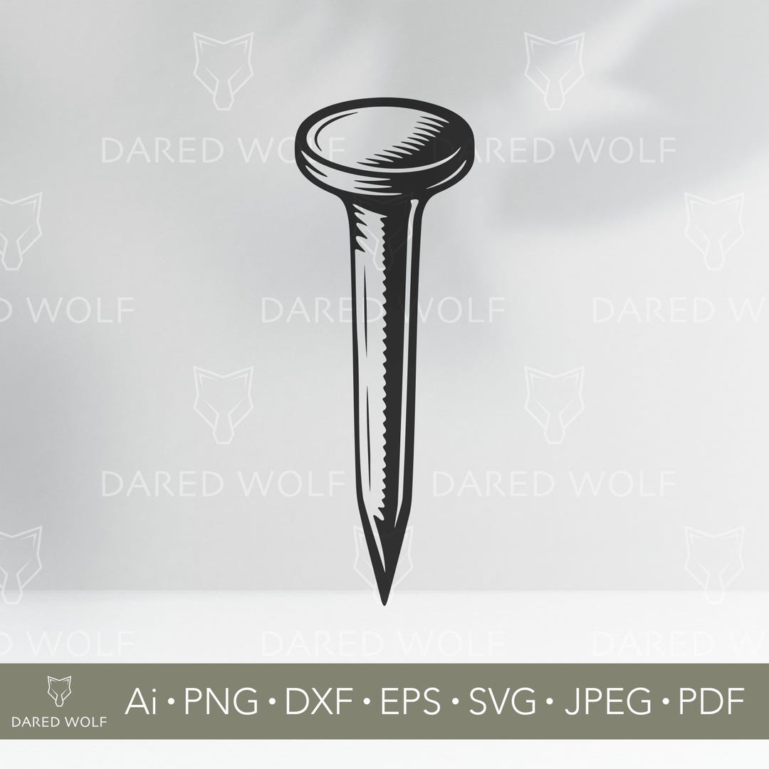 Vintage Nail SVG – Engraving Style Construction Clip Art (digital ...