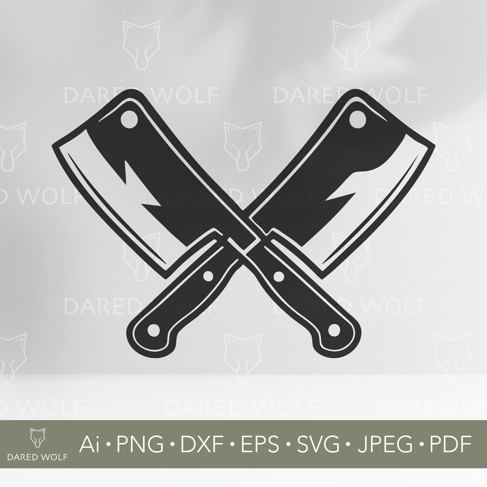 Butcher Knife SVG: Crossed Cleavers Vector, Chef Logo Clipart (digital ...