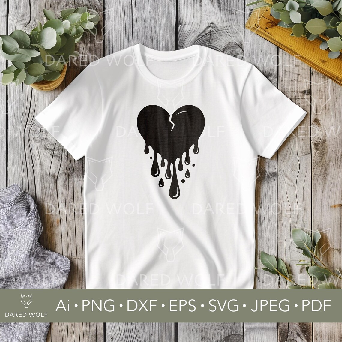 Broken Heart Dripping Vector Art | Gothic Digital Design for Cricut and ...