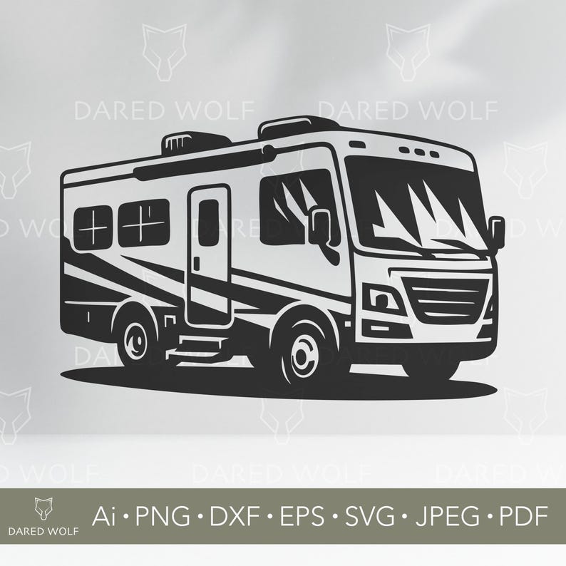 RV Camper Van SVG | Motorhome Silhouette Vector for Cricut & Glowforge ...