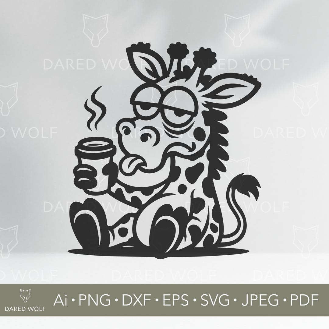 Funny Giraffe Coffee SVG: Lazy Zoo Animal Clipart (digital Download) - Etsy