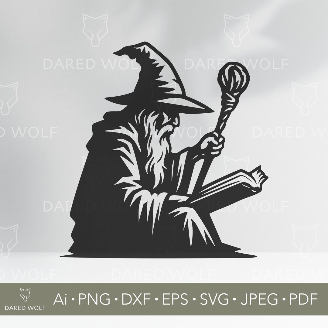 Wizard Silhouette Vector Art | Fantasy Mage SVG for Cricut and ...