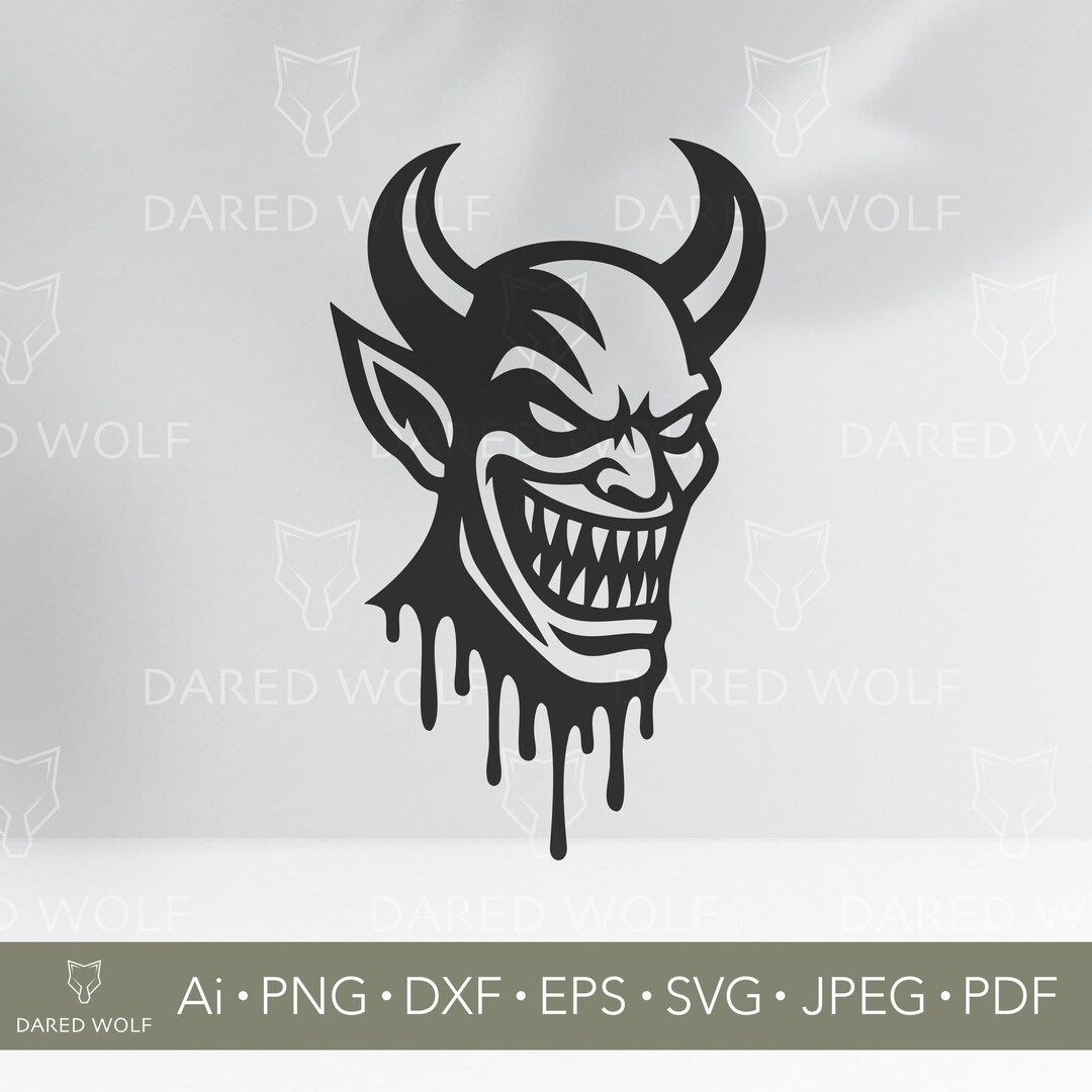 Dripping Demon Face SVG | Evil Halloween Clipart (digital Download) - Etsy