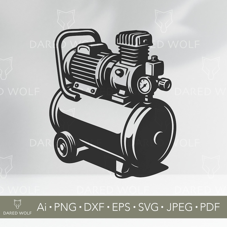 Air Compressor Clipart - Industrial Line Drawing - Workshop Vector Art ...