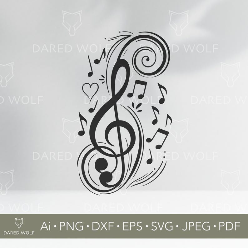 Treble Clef Vector Art: Musical Notes SVG, Cricut & Silhouette (digital ...