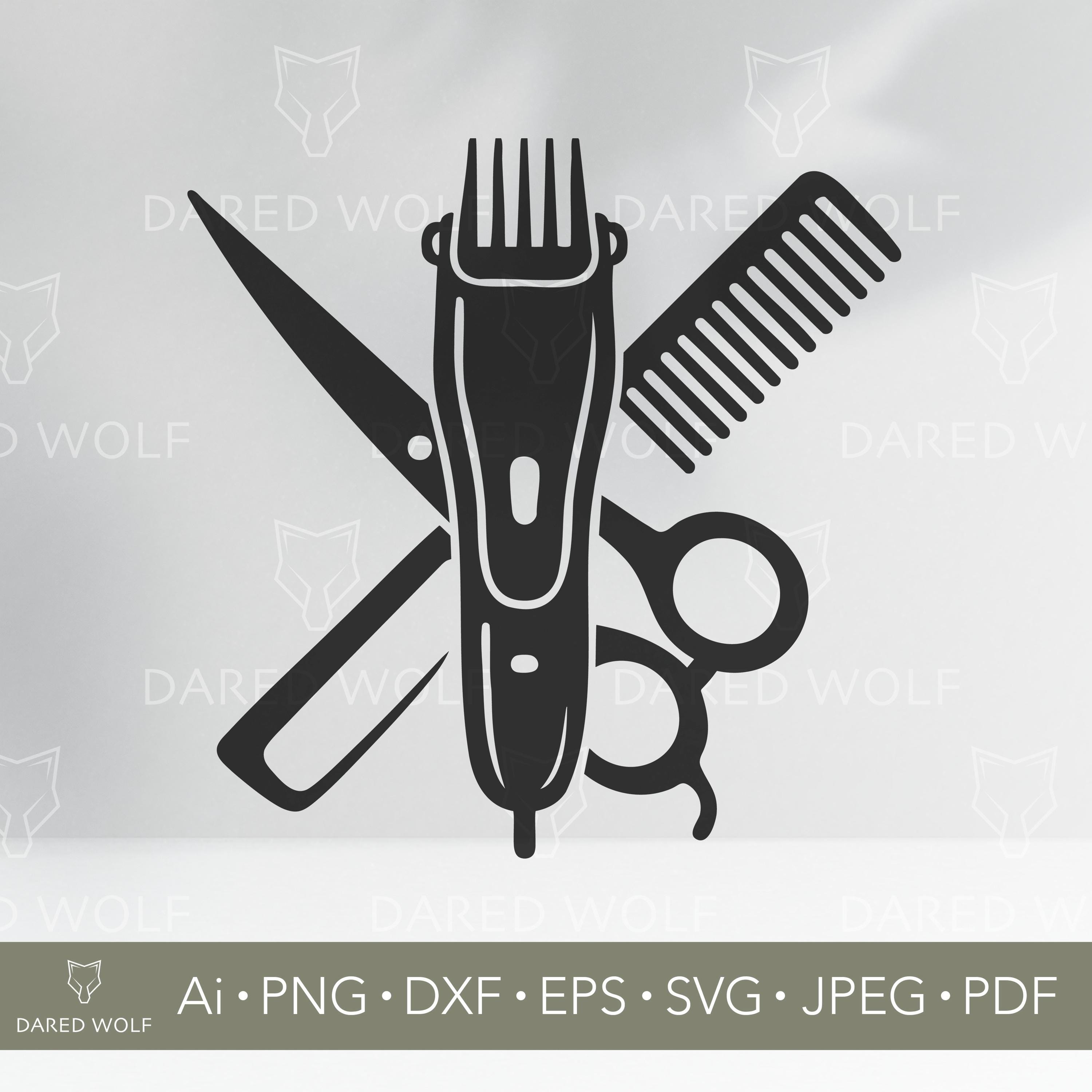 Barber Tools Vector Art: Hair Salon SVG Logo Design (digital Download ...