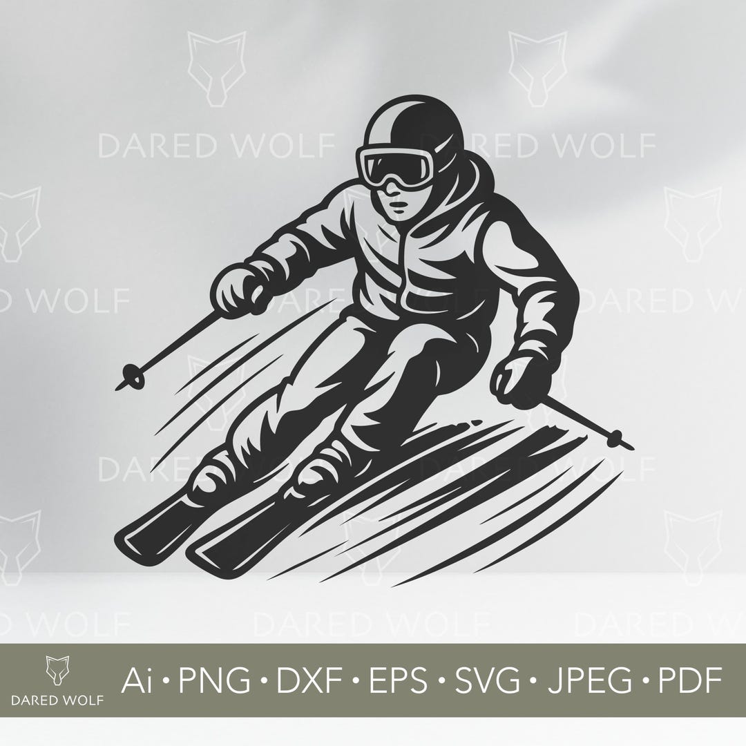 Skiing SVG - Skier Clipart - Winter Sport Line Art Design for Cricut ...