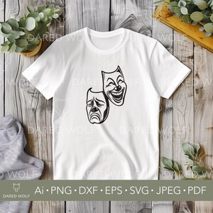 Laugh Now Cry Later Clown Masks SVG | Comedy Tragedy Vector for Cricut ...