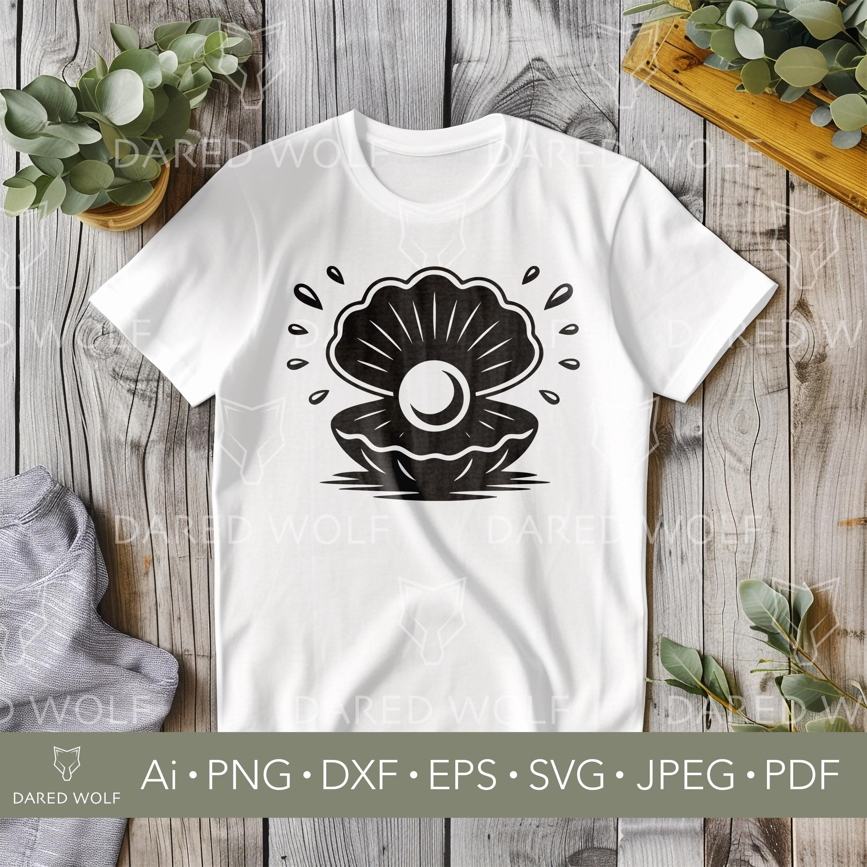 Pearl Oyster Shell SVG: Clam Seashell Clipart, Nautical Vector Art ...
