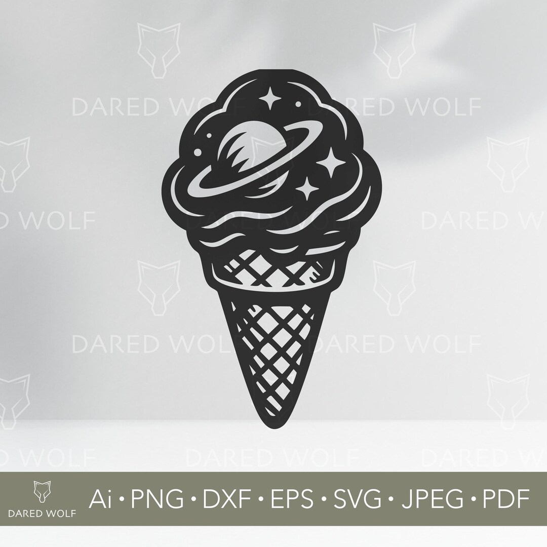 Galaxy Ice Cream Clipart - Space Cone Silhouette - Cosmic Dessert SVG ...