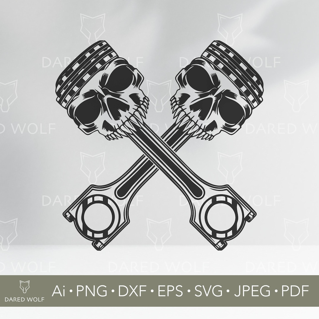 Skull Piston Crossed Engine Design SVG | Mechanic Clipart for Cricut ...