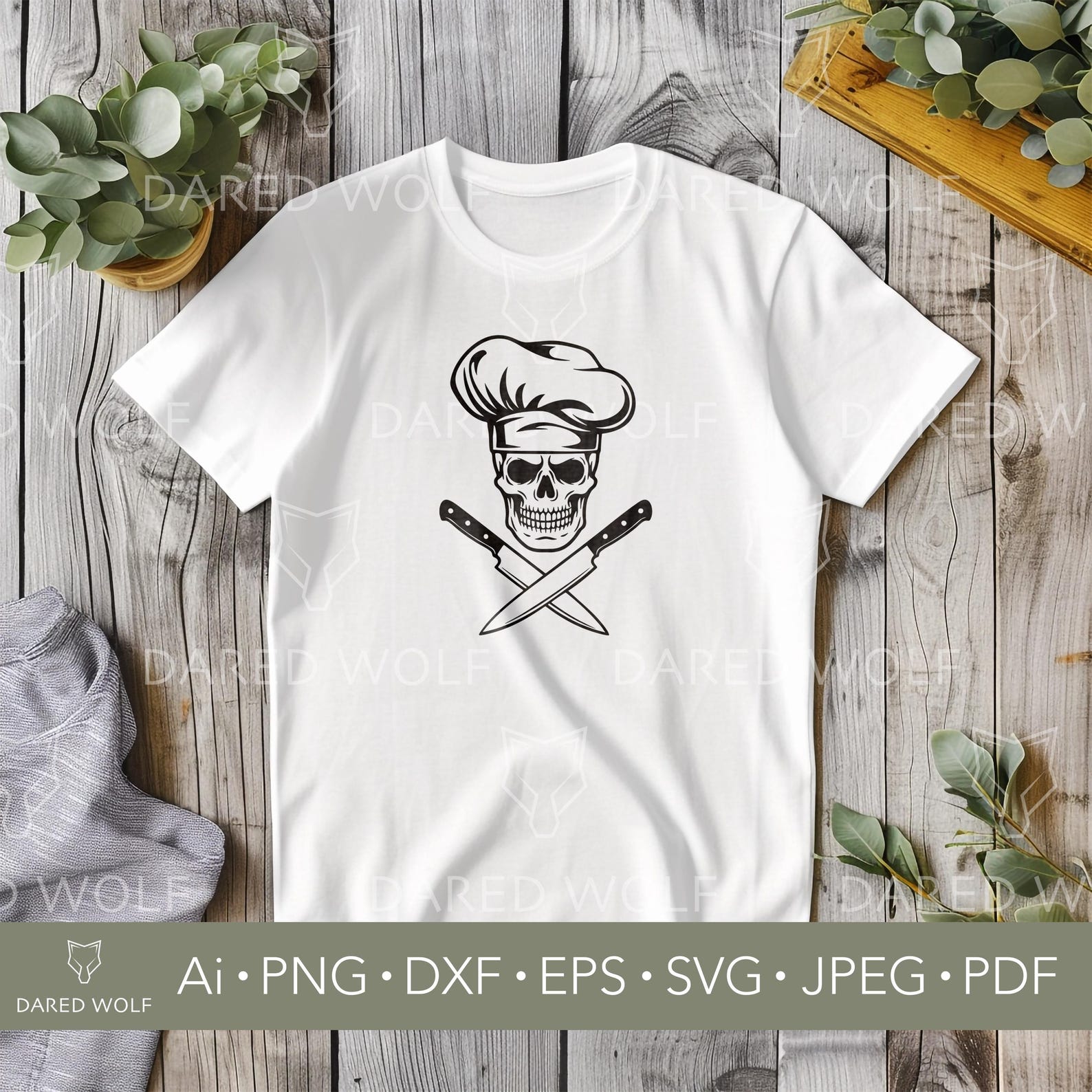 Skull Chef SVG Design | Culinary Skull With Knives Vector for Cricut ...
