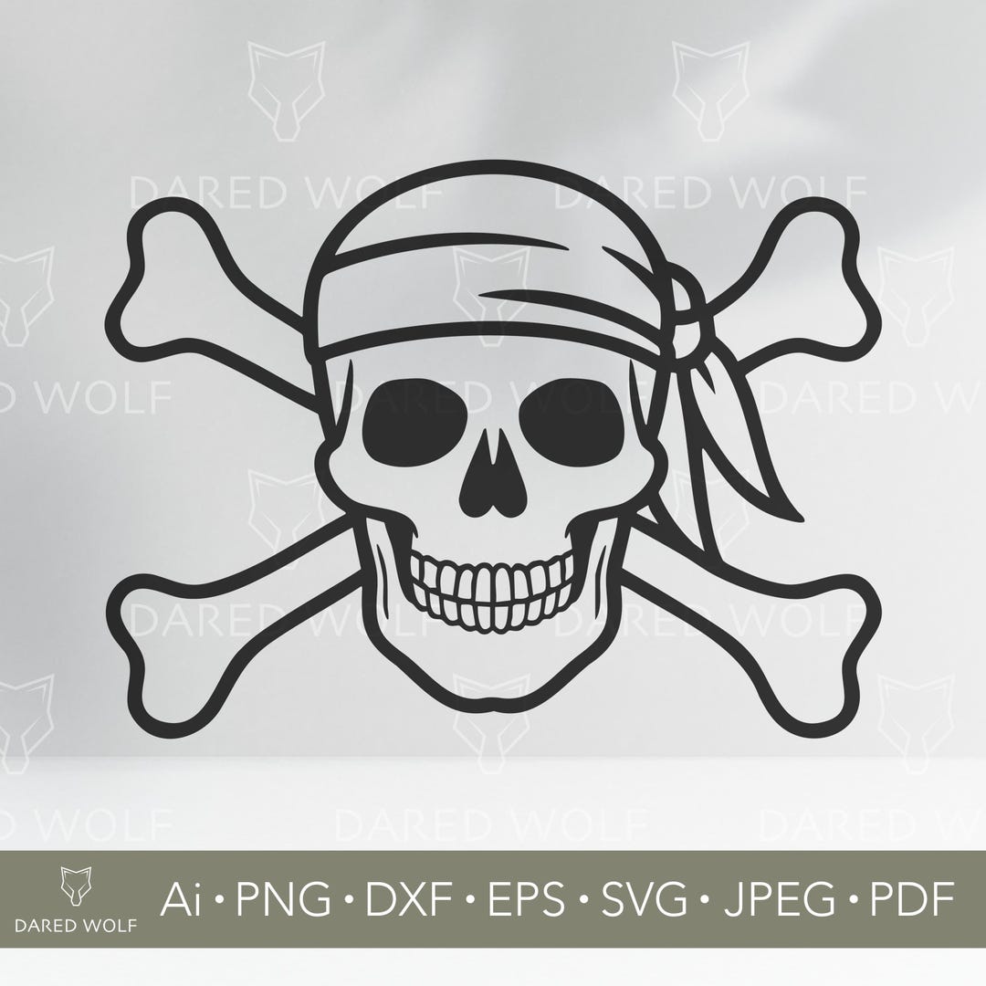 Pirate Skull Vector Art: Jolly Roger Design for Cricut, Silhouette ...