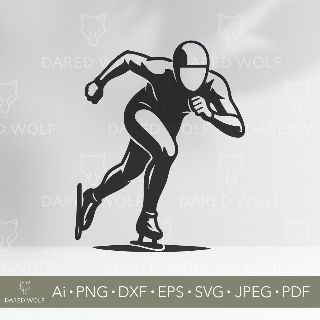 Speed Skater Silhouette – Winter Sports Vector Art (svg, Png, Dxf, Eps ...