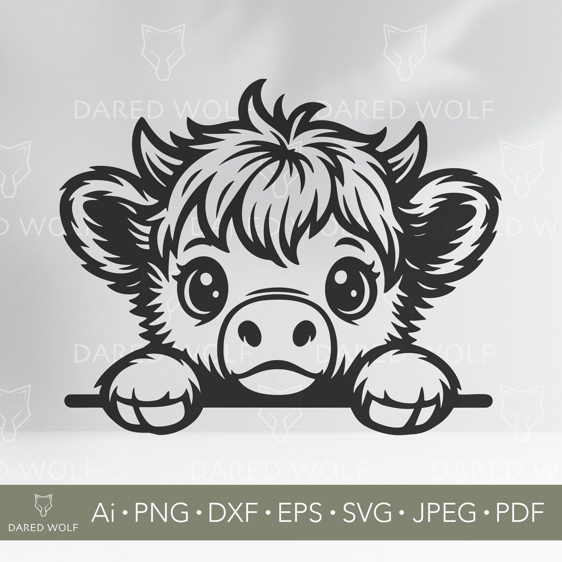 Cute Peeking Highland Cow SVG | Baby Farm Animal Clipart (digital File ...
