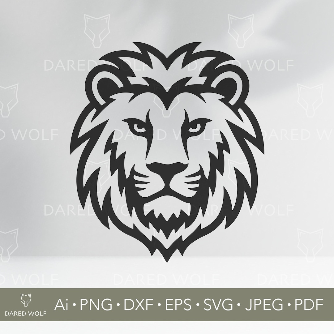 Lion Head Vector Art | Bold Lion SVG for Cricut and Silhouette | Tribal ...