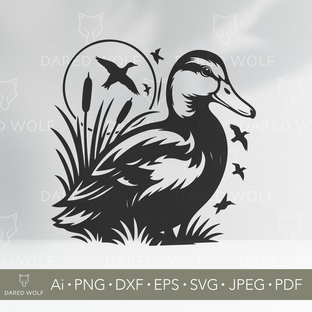 Duck SVG | Wildlife, Cattails Vector Art (digital File) - Etsy