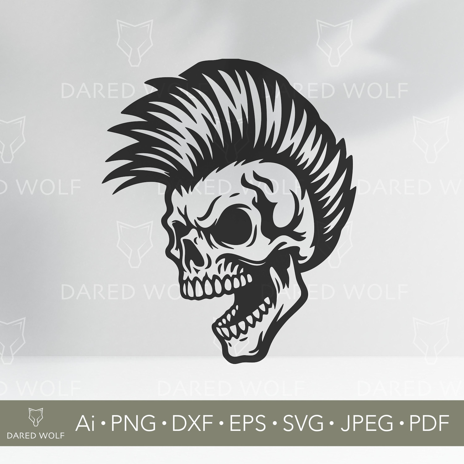 Punk Skull Vector Art | Rockabilly SVG for Cricut and Silhouette ...