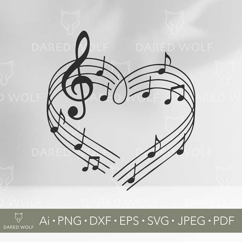 Music Note Heart - Etsy