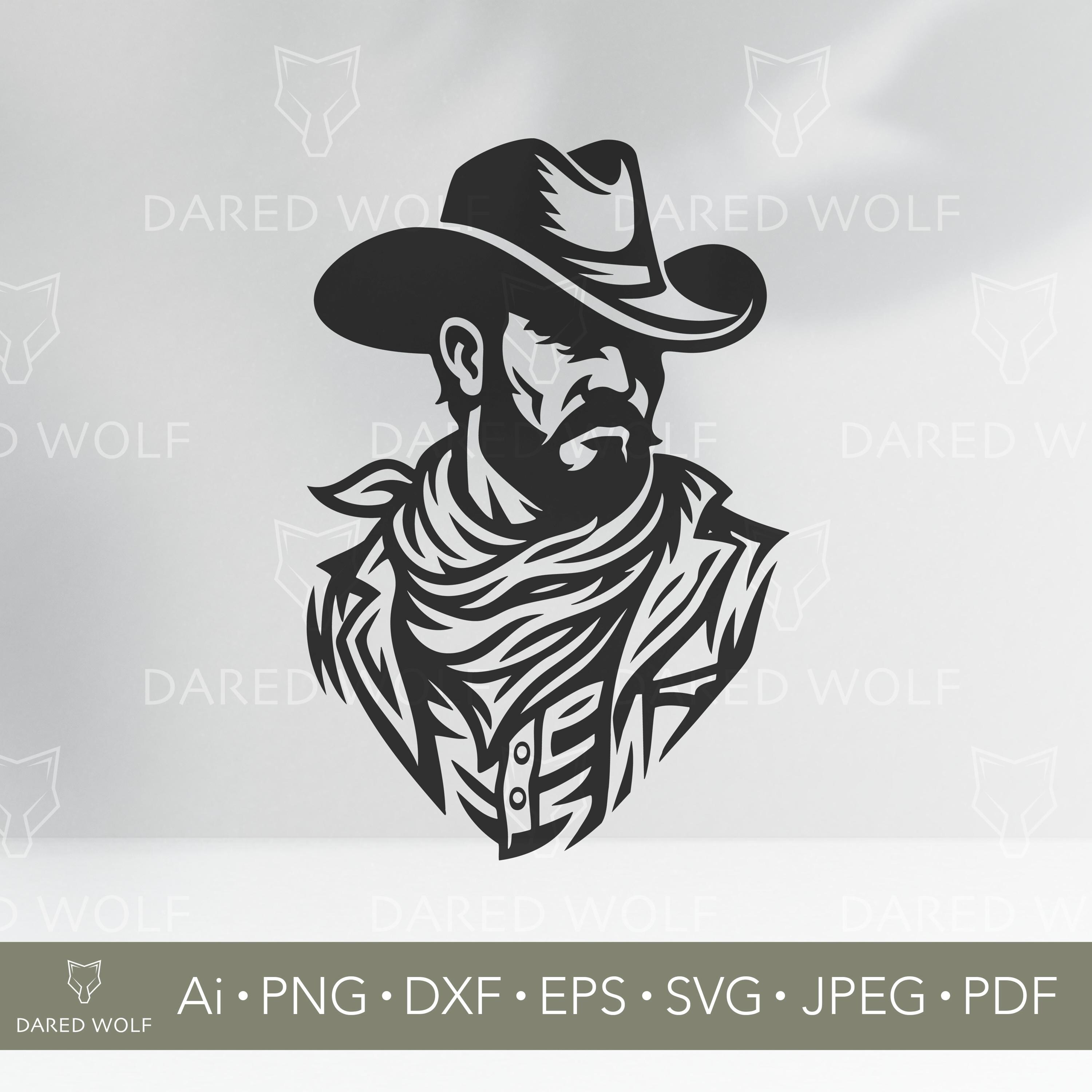 Cowboy - Western Outlaw Portrait - Rustic Wild West Silhouette for ...