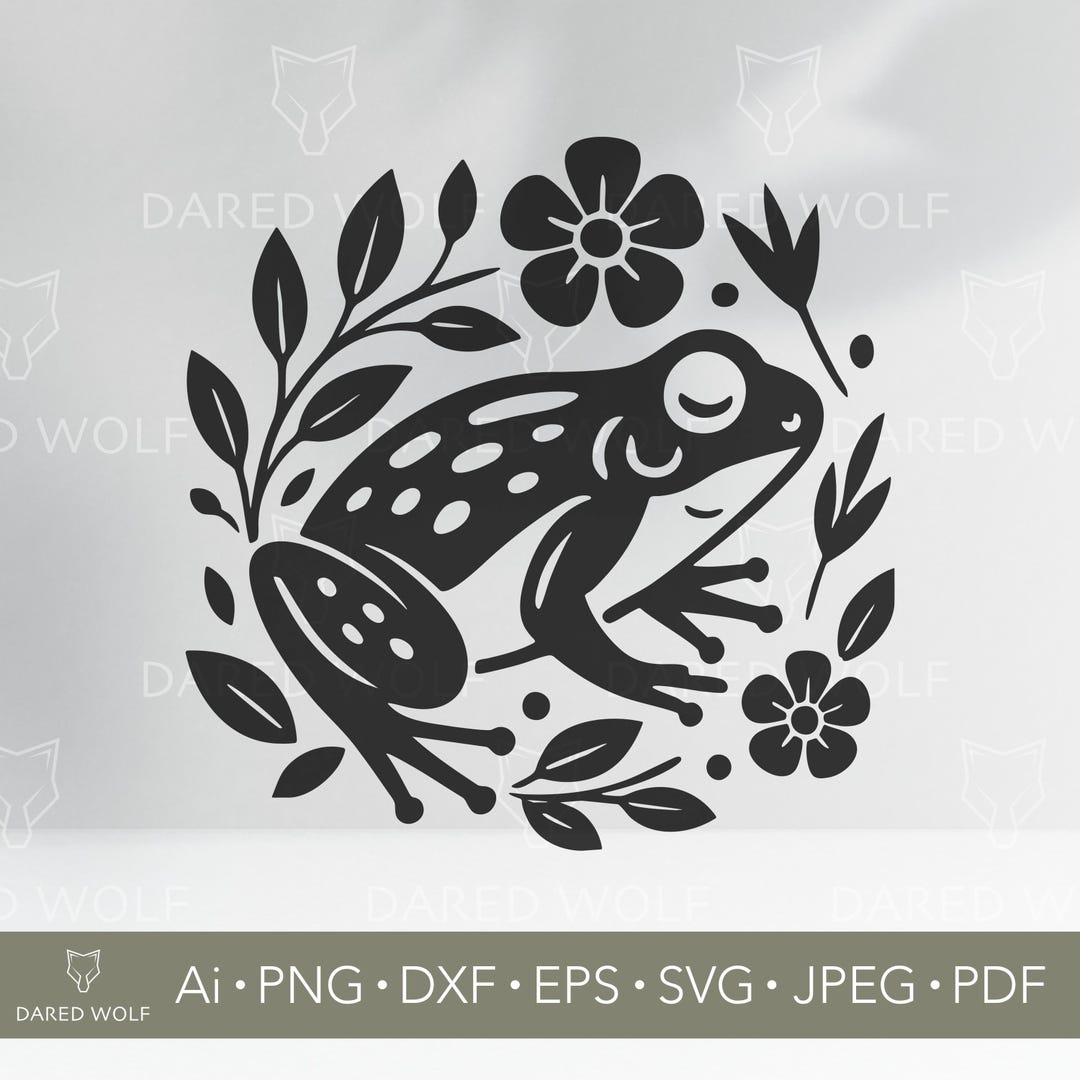 Floral Frog SVG: Folk Art Vector, Cottagecore Nature (digital File) - Etsy