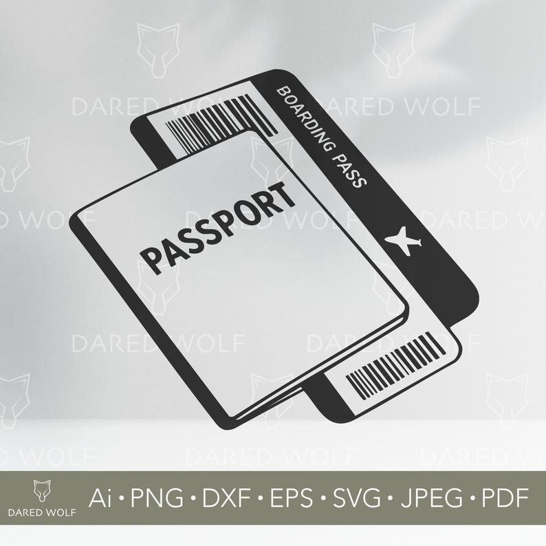 Passport & Boarding Pass SVG: Travel Clipart for Cricut, Silhouette ...